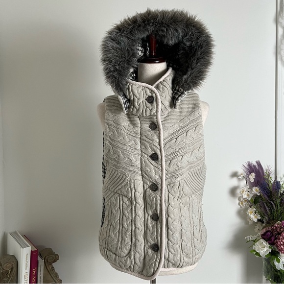 Jackets & Coats | Jack By Bb Dakota Cream Classic Knit Gilet Removeable ...